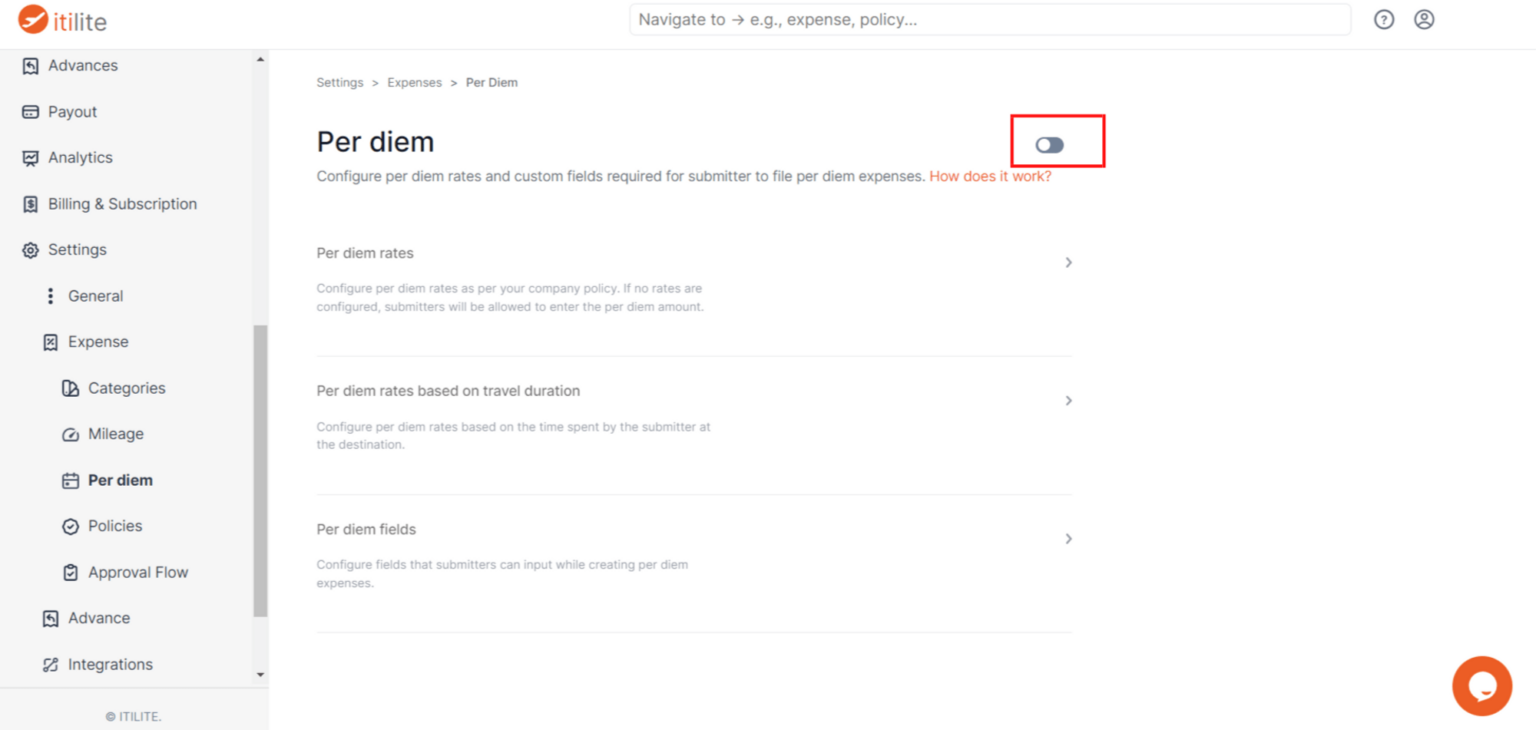 How to configure per diem rates?