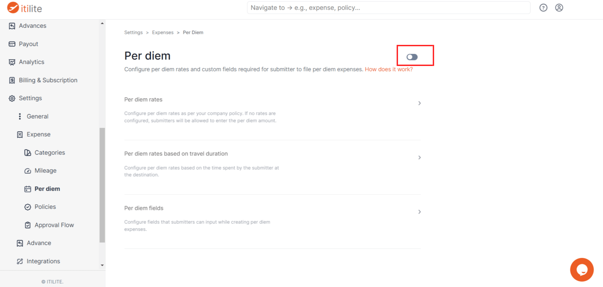 How to configure per diem rates?