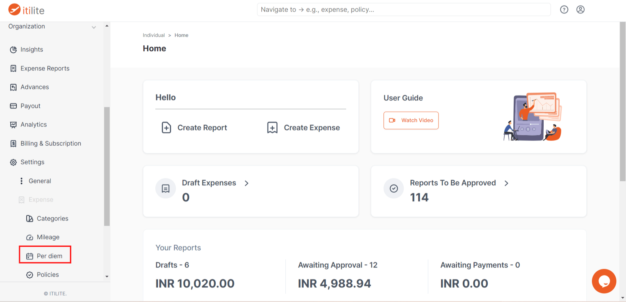 How can I configure GL code for per diem?