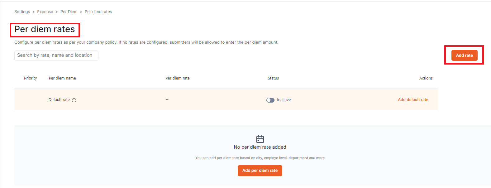 How to configure per diem category?