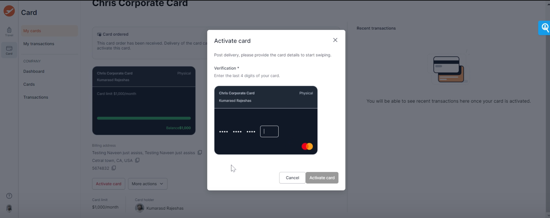 How to activate a physical card?
